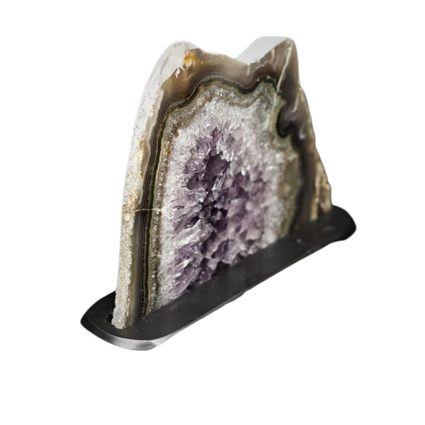 Amethyst Geode Slice 947g on Wooden Base | Heavenly Crystals Online